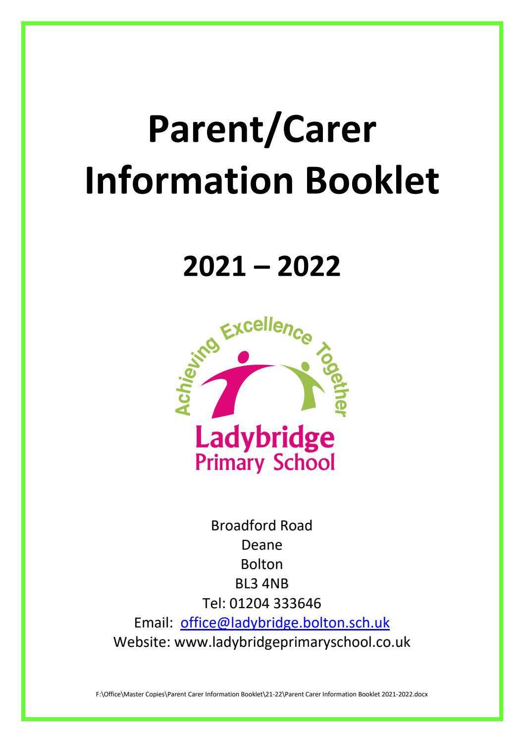 Parent Carer Information Booklet 2021-22 by Schudio - Issuu