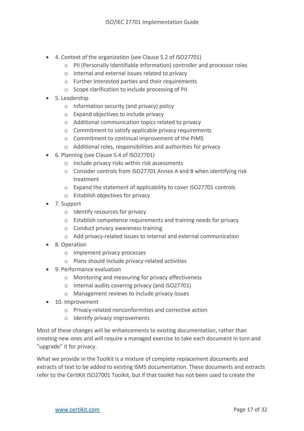 CERTIKIT ISO27701 Implementation Guide V1 by CertiKit Limited - Issuu