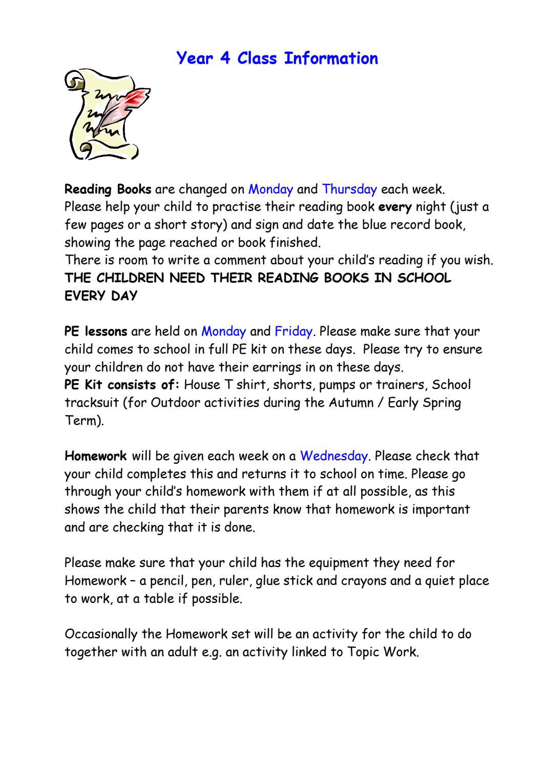 Year 4 Class Information by Schudio - Issuu