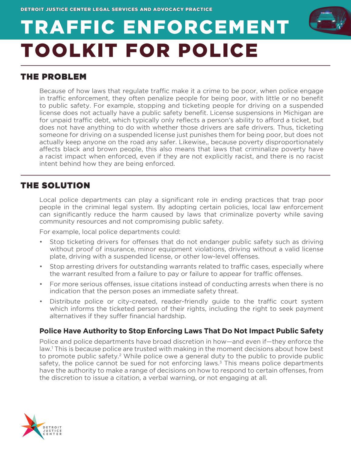 Traffic Enforcement Toolkit for Police by detroitjusticecenter - Issuu
