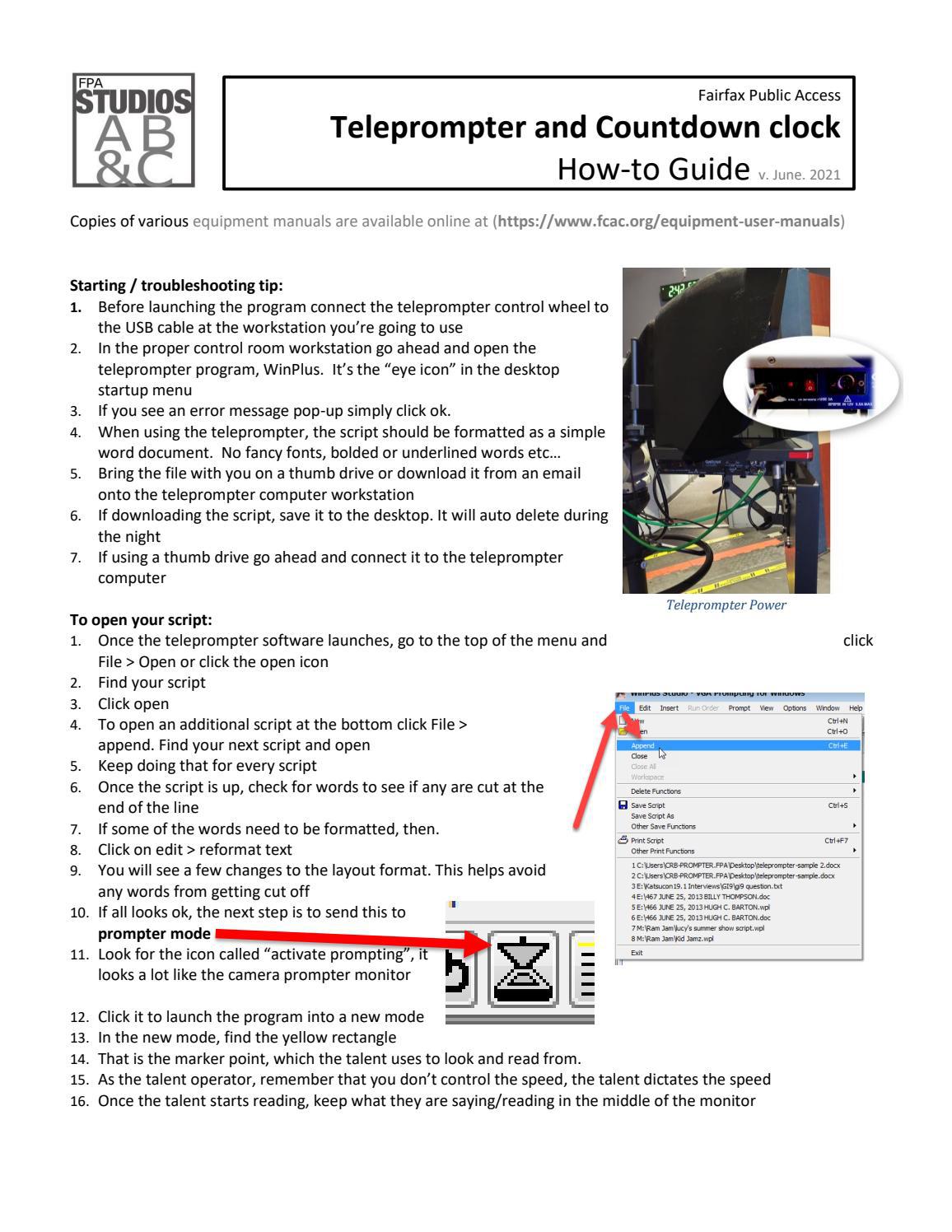 FPA Guide to using the Teleprompter and Countdown Clock 2021 by Team ...