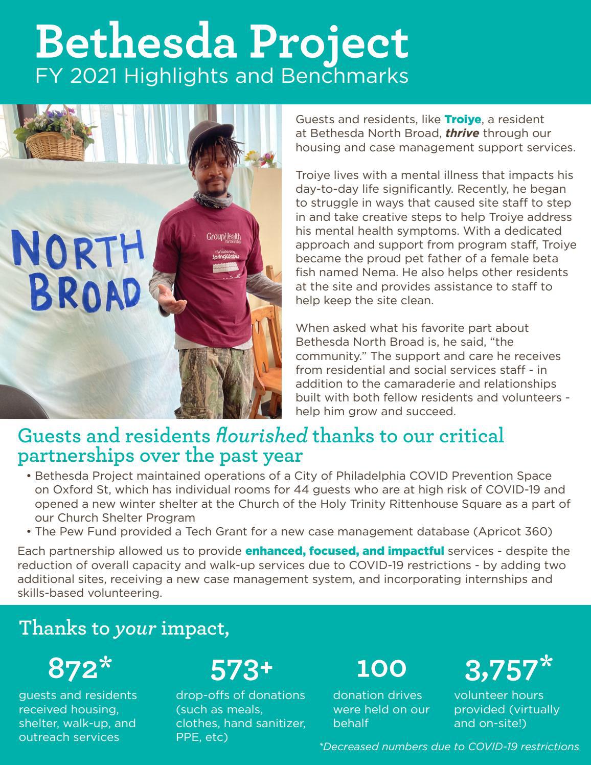 Bethesda Project FY 2021 Highlights by Bethesda Project - Issuu