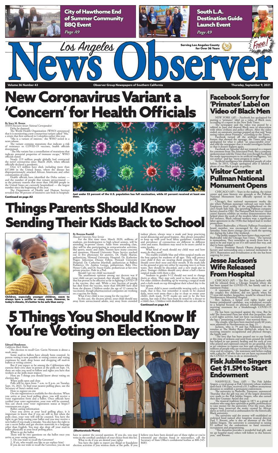 Los Angeles News Observer 9.9.21 by Observer Group Newspapers of ...