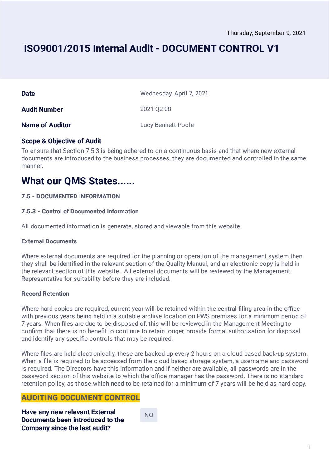 2021-Q2-08 - DOCUMENT CONTROL by positiveweighing - Issuu