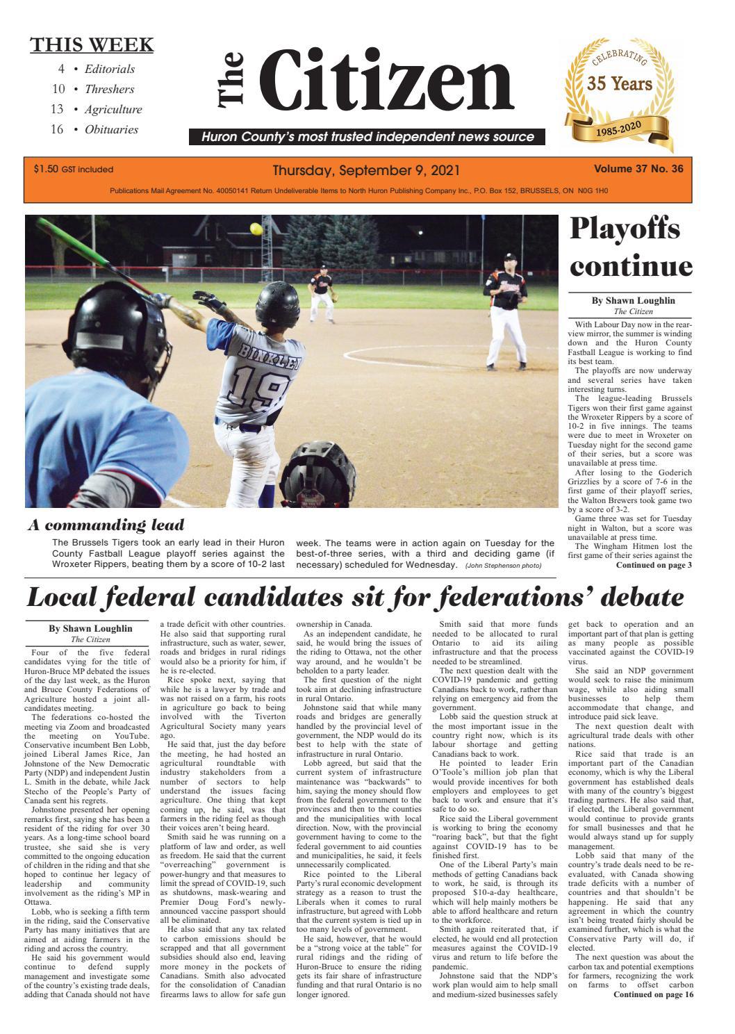 The Citizen - Sept. 9, 2021 by North Huron Publishing Company Ltd. - Issuu