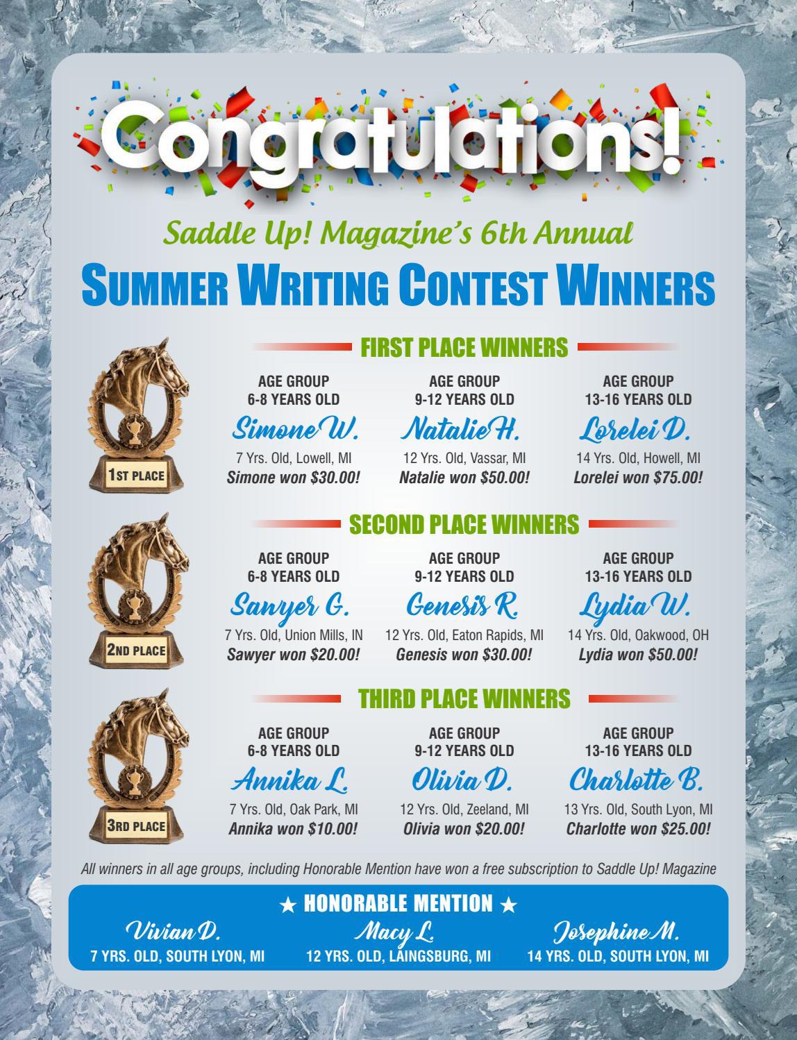 2021 Summer Writing Contest Winners by Saddle Up! Magazine - Issuu