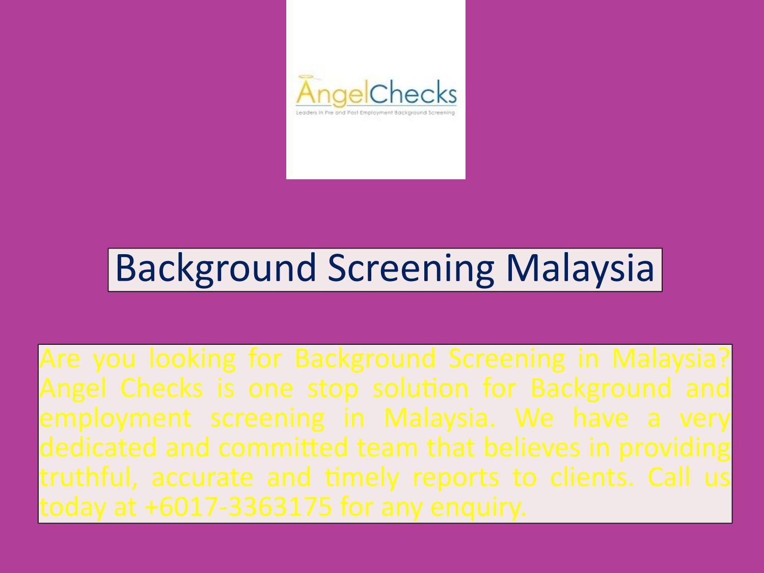 Background Screening Malaysia by Angel Checks - Issuu