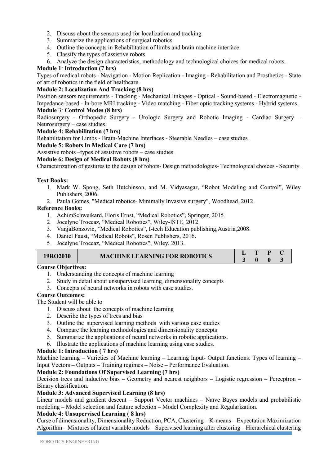 Robotics CBCS Syllabus by Karunya Institute of Technology and Sciences ...