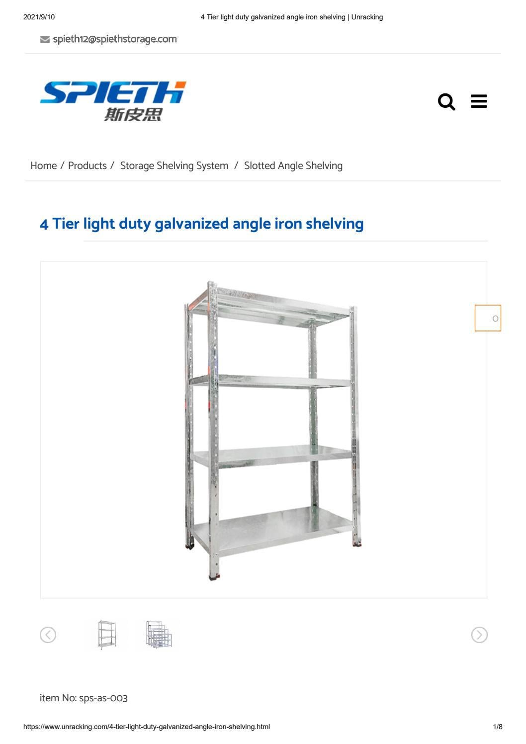 4 Tier light duty galvanized angle iron shelving by Spieth Warehouse ...