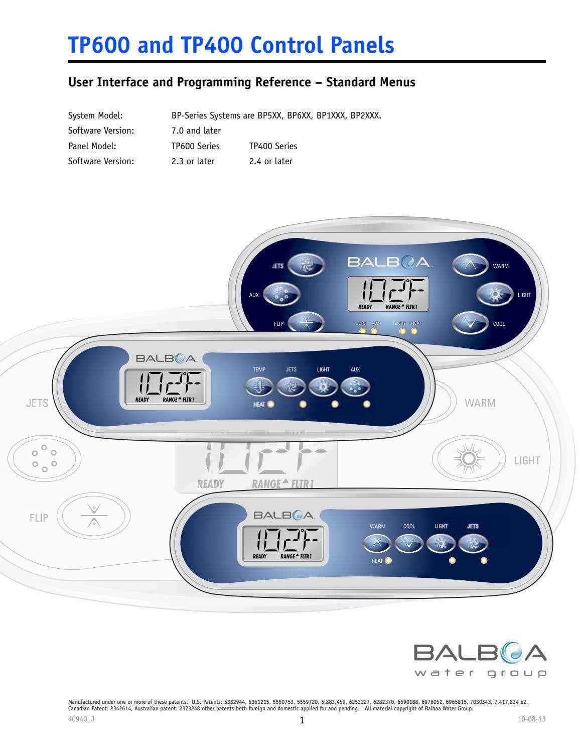 The Balboa TP400 User Manual by Hot Tub Suppliers - Issuu