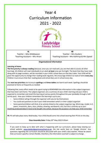 Y4 21-22 Curriculum Newsletter by Schudio - Issuu