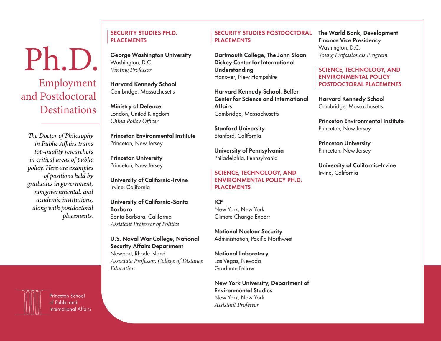 SPIA Ph.D. First Destinations by Princeton School of Public and ...