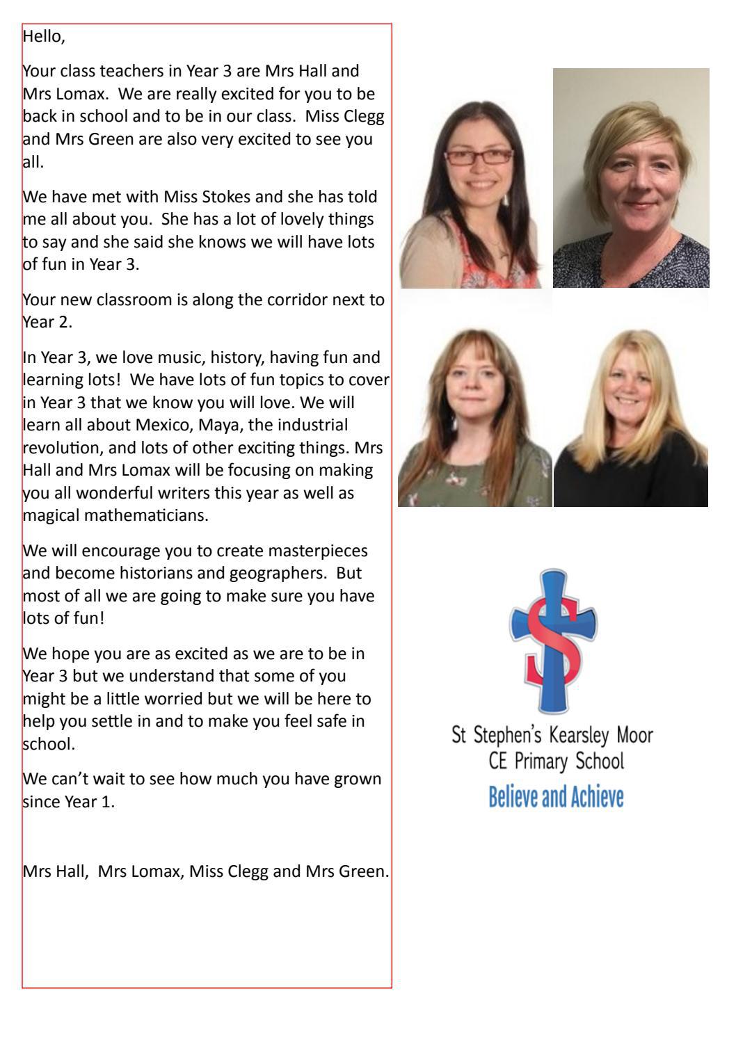 Year 3 Welcome Letter 2021 by Schudio - Issuu