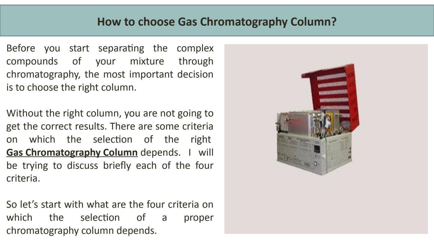 How to choose Gas Chromatography Column? by Quadrex Corp - Issuu