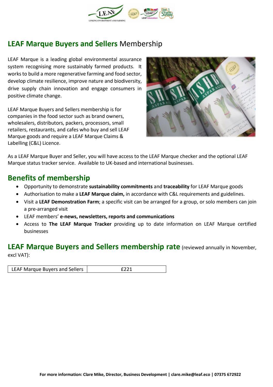 LEAF Marque Buyers and Sellers Membership by linking-environment-and ...