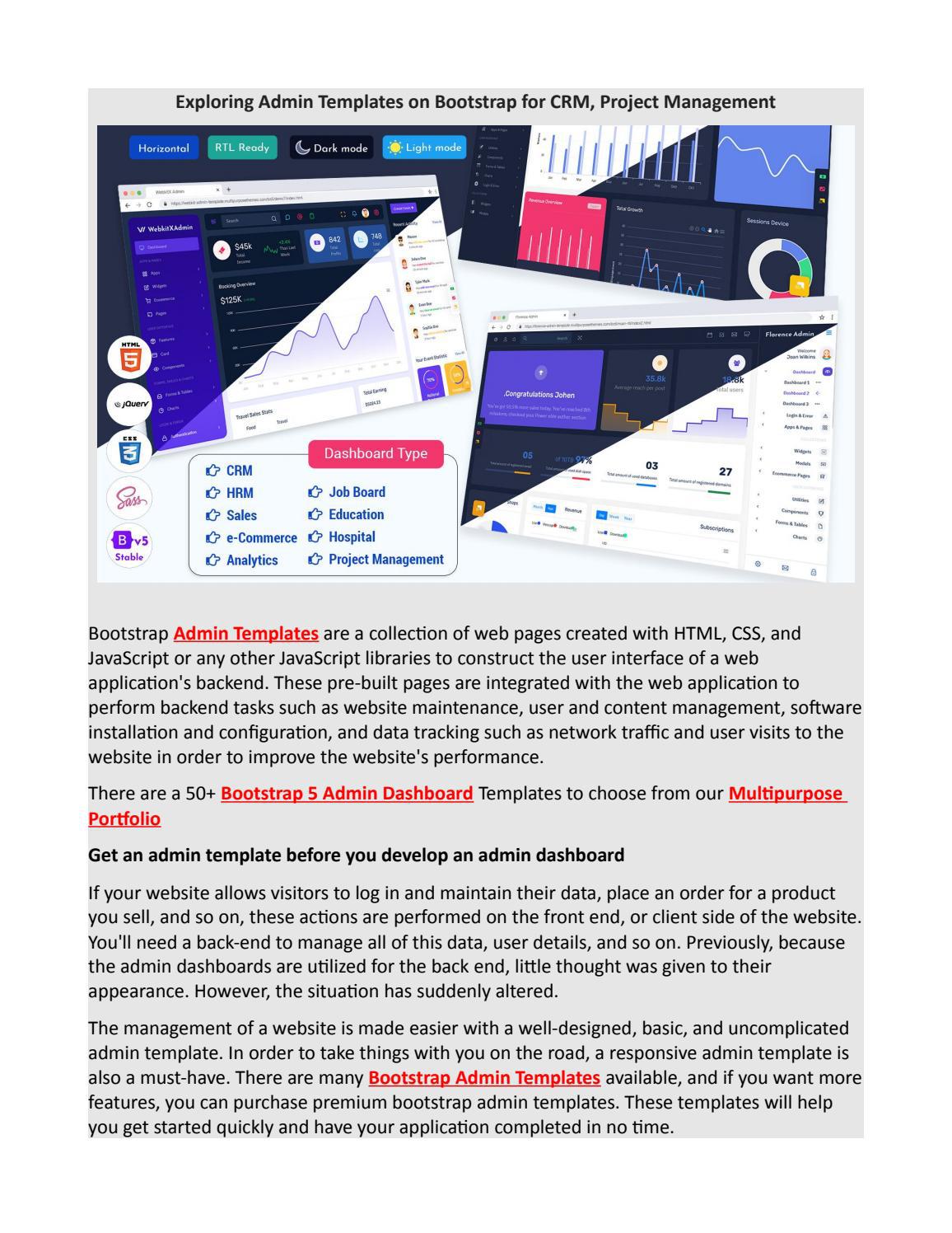 Exploring Admin Templates on Bootstrap for CRM, Project Management by ...
