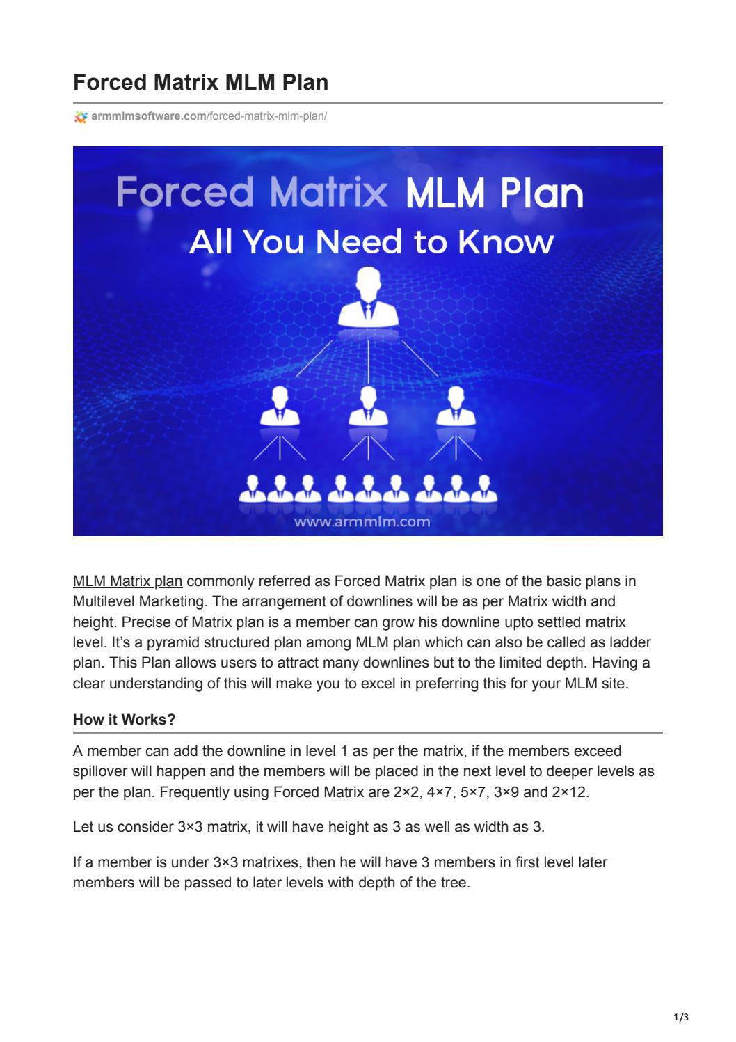 Forced Matrix MLM Plan by ARM MLM software - Issuu