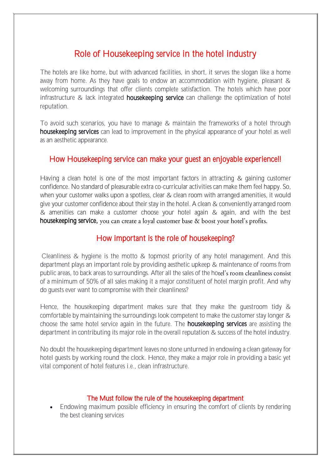 Housekeeping service role in cleaning & protecting your business by ...