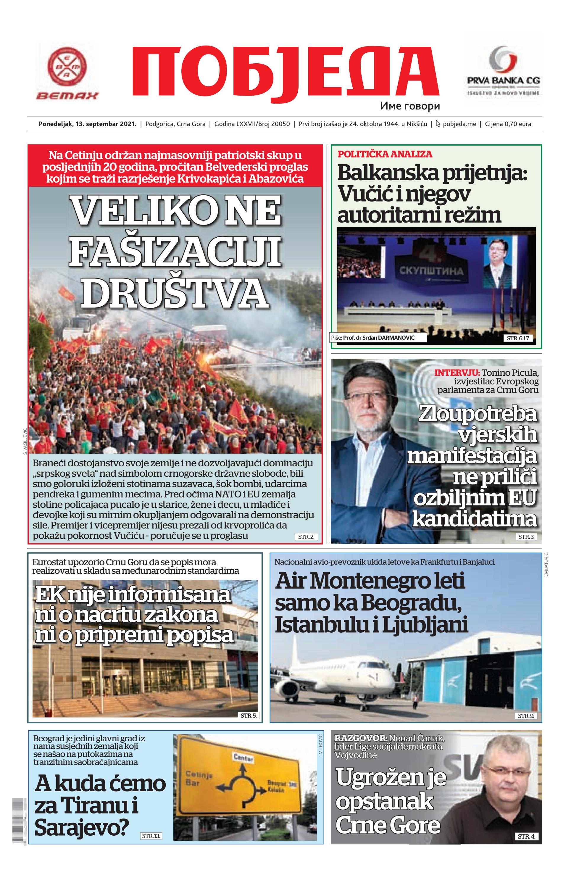 Dnevni list Pobjeda 13.09.2021. by Pobjeda - Issuu