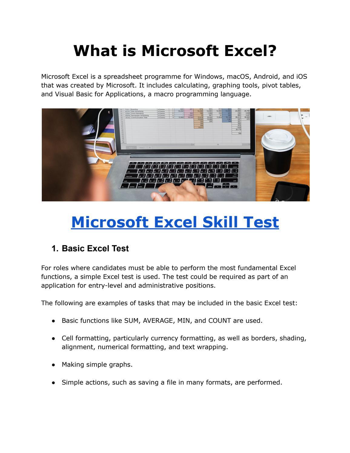 Microsoft Excel skills test - RightPeople by RightPeople - Issuu