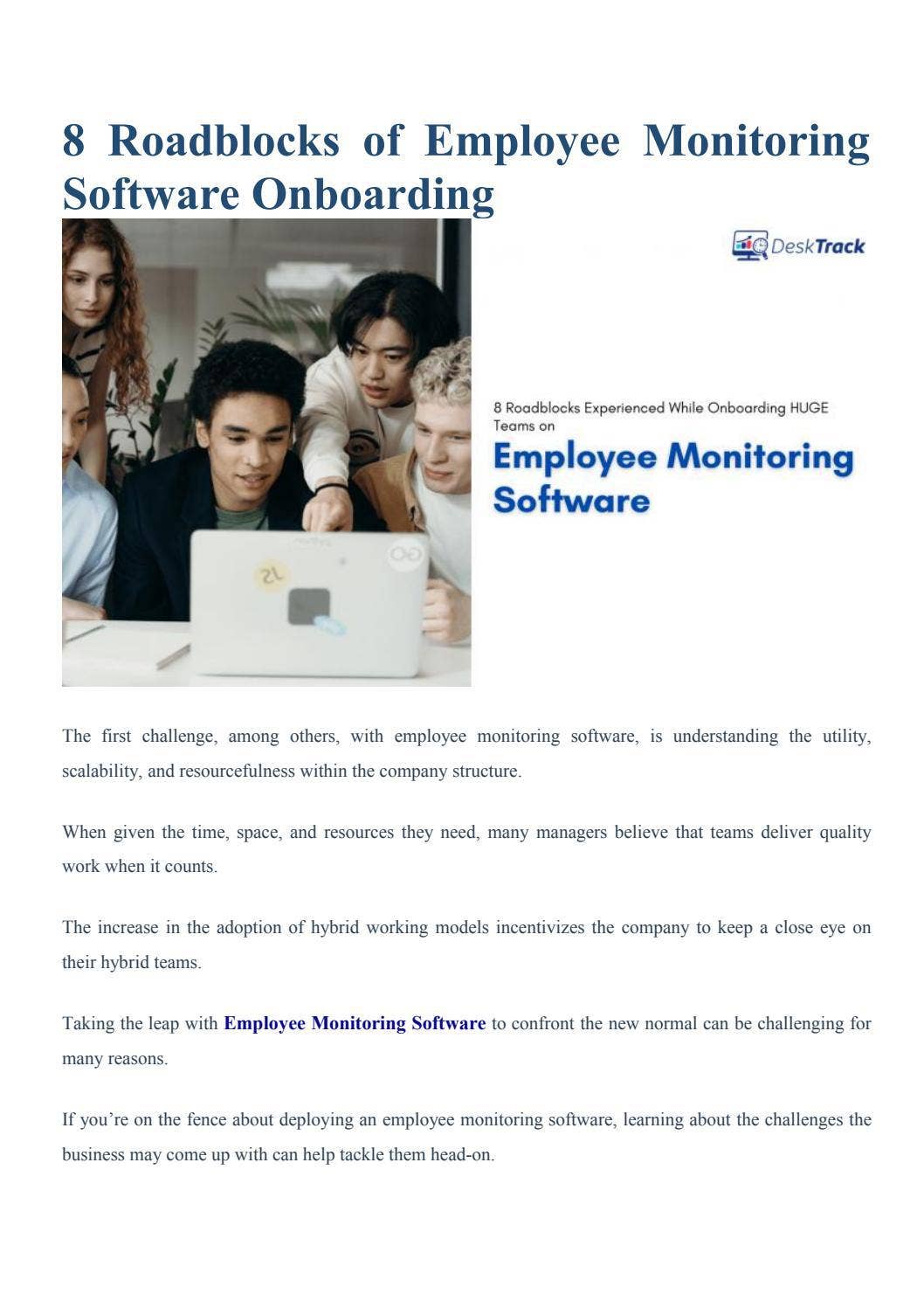 8 Roadblocks of Employee Monitoring Software Onboarding by DeskTrack ...