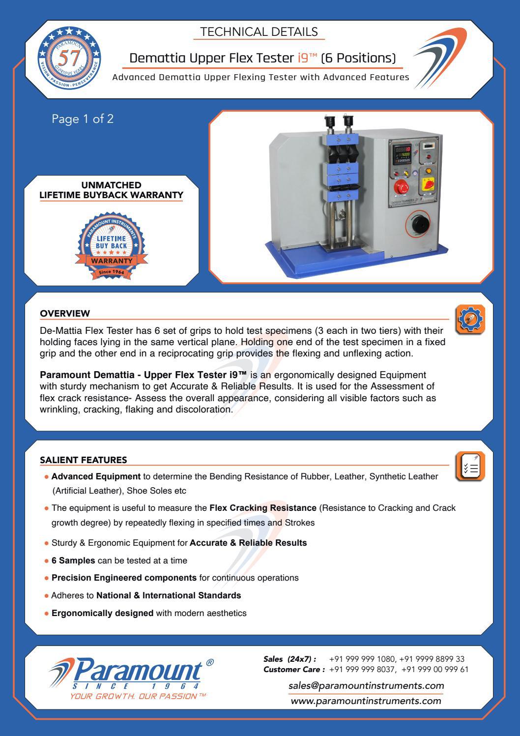 Demattia-Upper-Flex Tester i9 (6 Positions) by Paramount Instruments ...