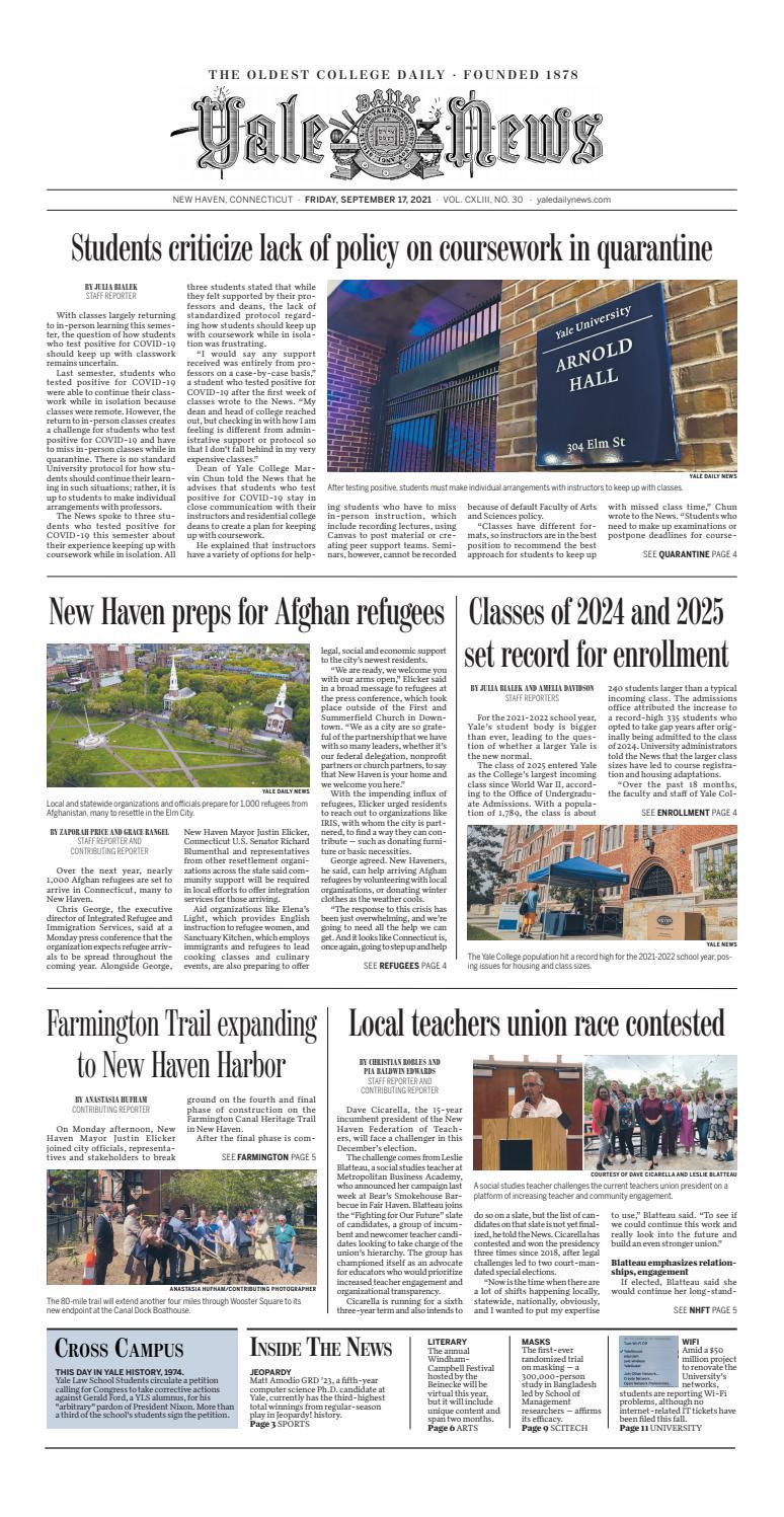 Yale Daily News — Week of Sept. 17 by Yale Daily News - Issuu