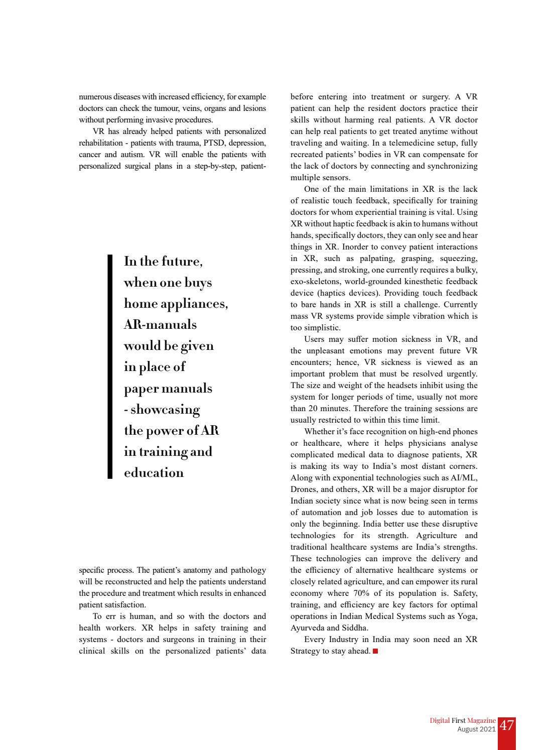 Digital First Magazine – August 2021 – India Edition – Virtual Reality ...
