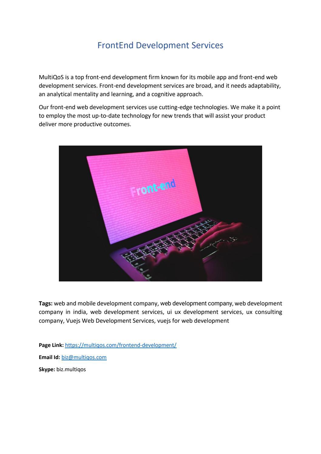 FronEnd Development Services By MultiQoS by MultiQoS Tech - Issuu