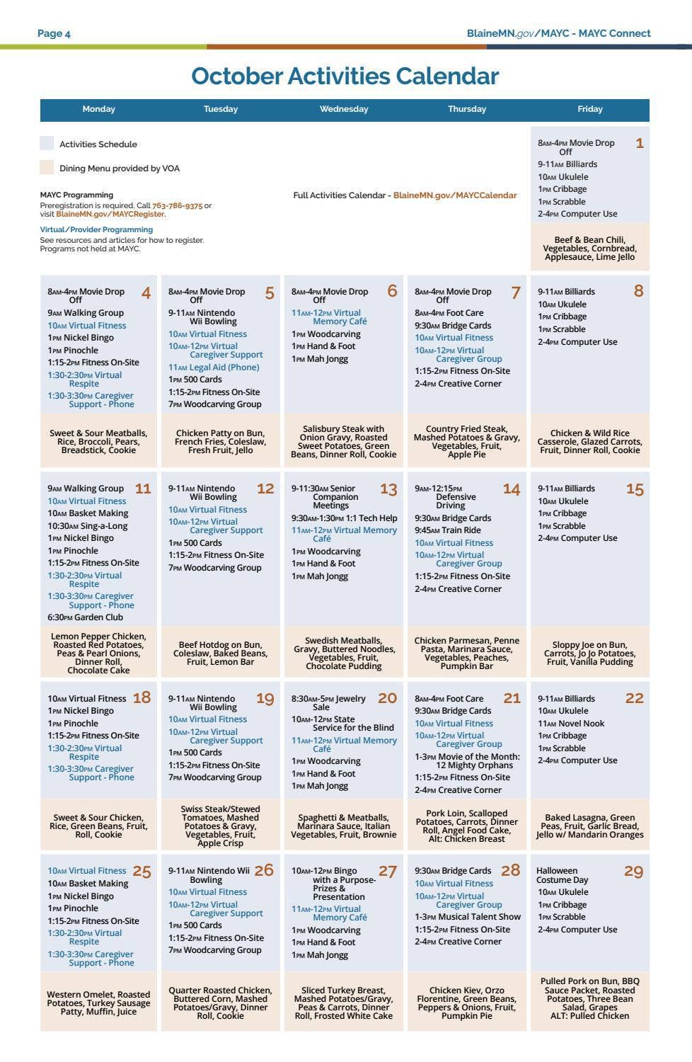 MAYC Calendar - October 2021 by City of Blaine - Issuu