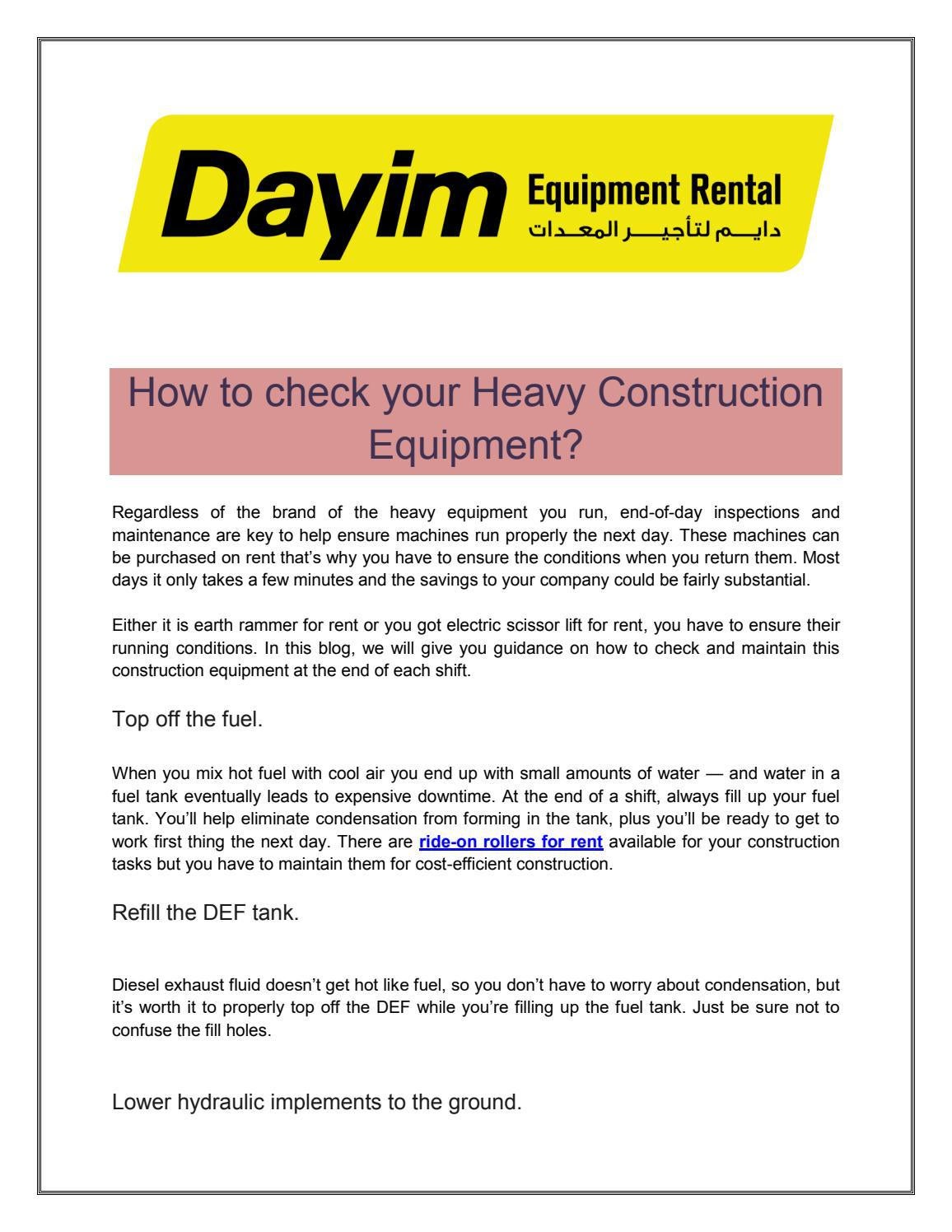How to check your Heavy Construction Equipment? by Backhoe Loader ...