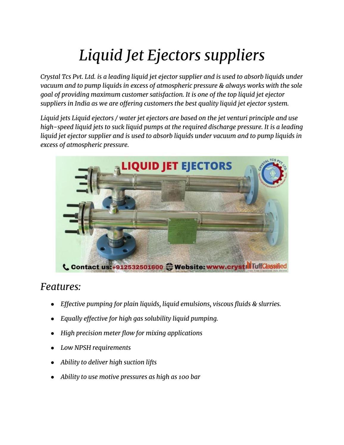 Liquid Jet Ejectors suppliers by crystaltcs - Issuu