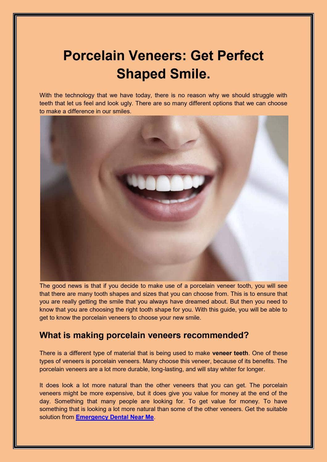 Porcelain Veneers: Get Perfect Shaped Smile. by Emergency ...