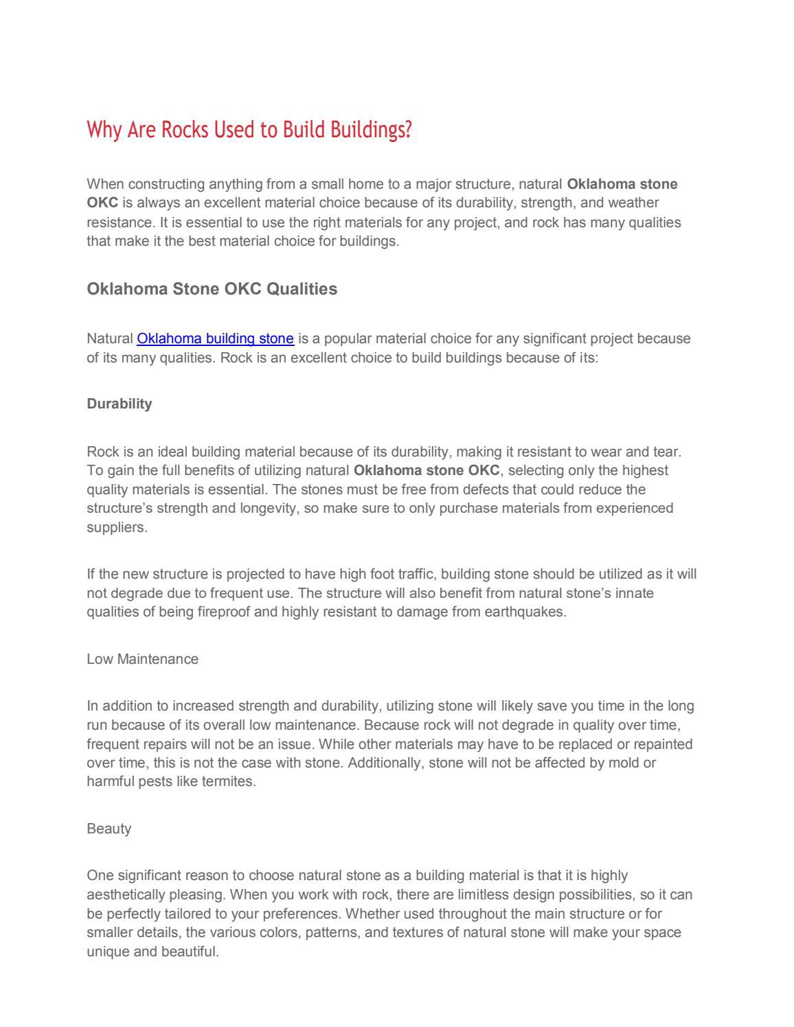 Why Are Rocks Used to Build Buildings? by richburg stone - Issuu