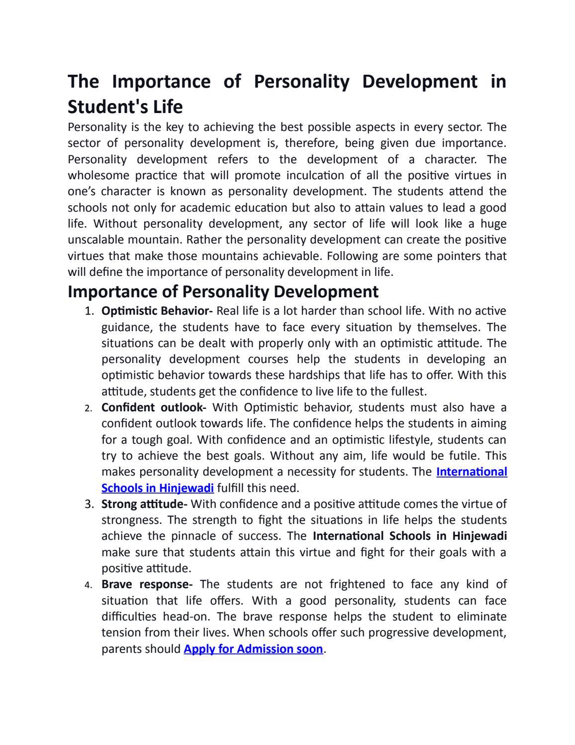 The Importance of Personality Development in Student's Life by Crimson ...