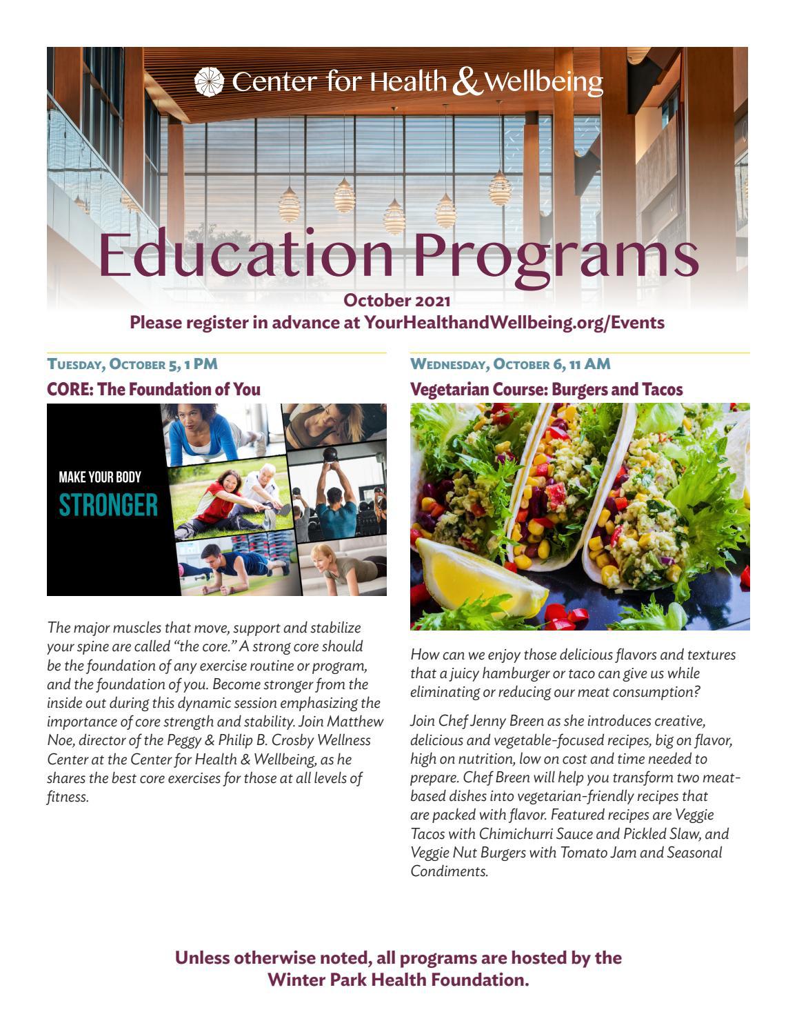 October from the Center for Health & Wellbeing by CHWB - Issuu