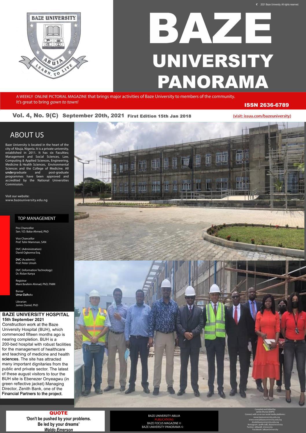 BAZE UNIVERSITY PANORAMA NEWS (20th September 2021) by Baze University ...