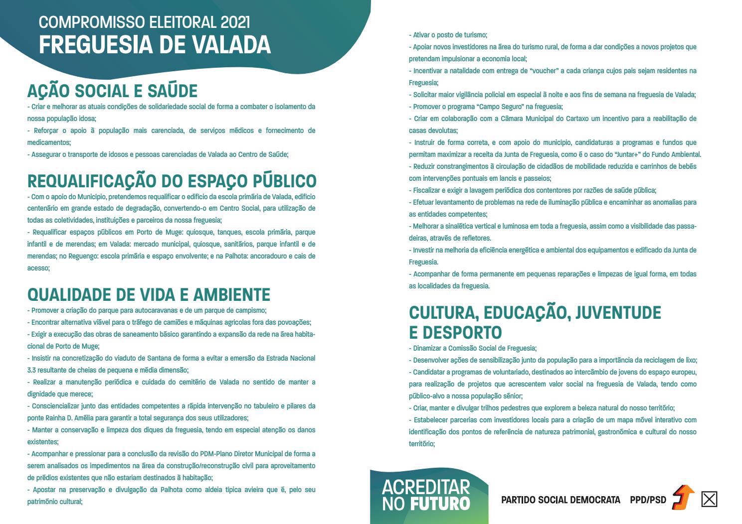 Compromisso Eleitoral do PSD à Freguesia de Valada - AnF 2021 by ...