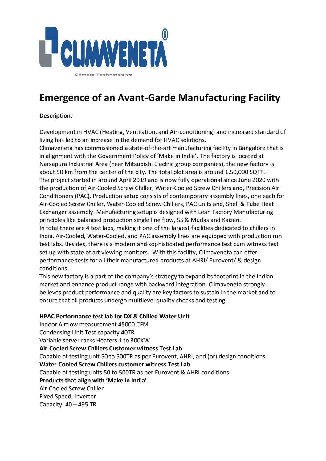 Emergence of an Avant-Garde Manufacturing Facility by Climaveneta - Issuu