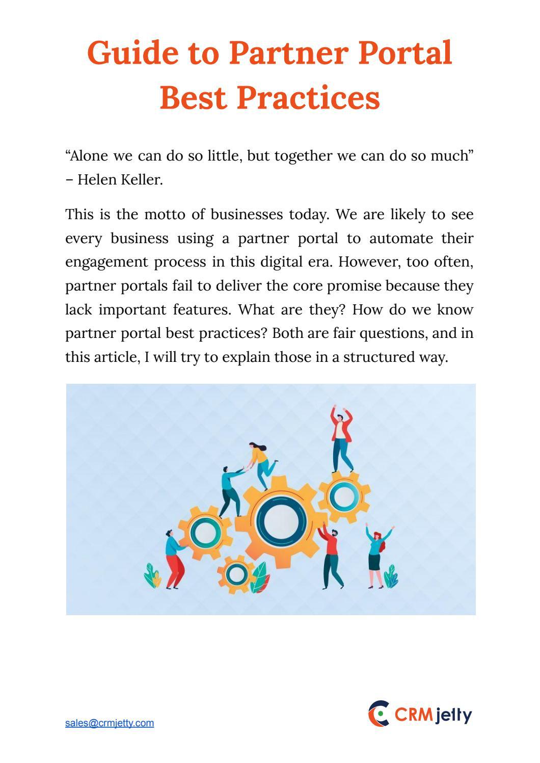 Guide to Partner Portal Best Practices by CRMJetty - Issuu