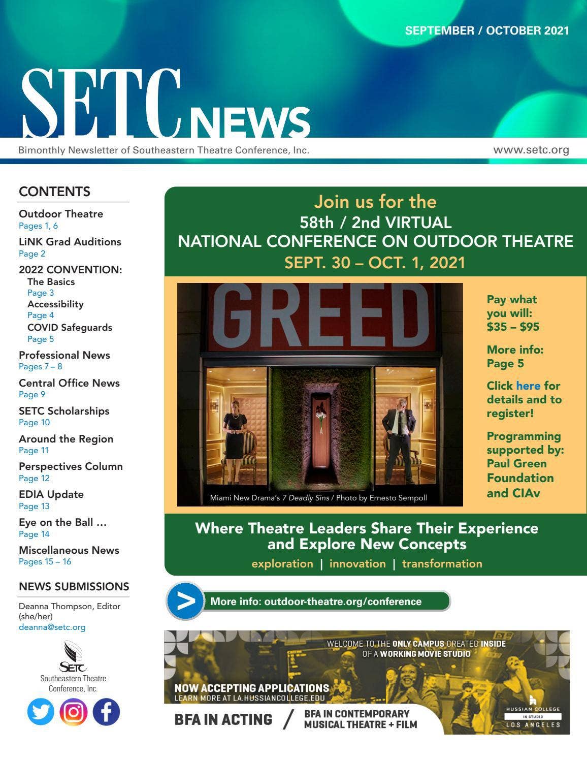 SETC News - September/October 2021 by Southeastern Theatre Conference ...