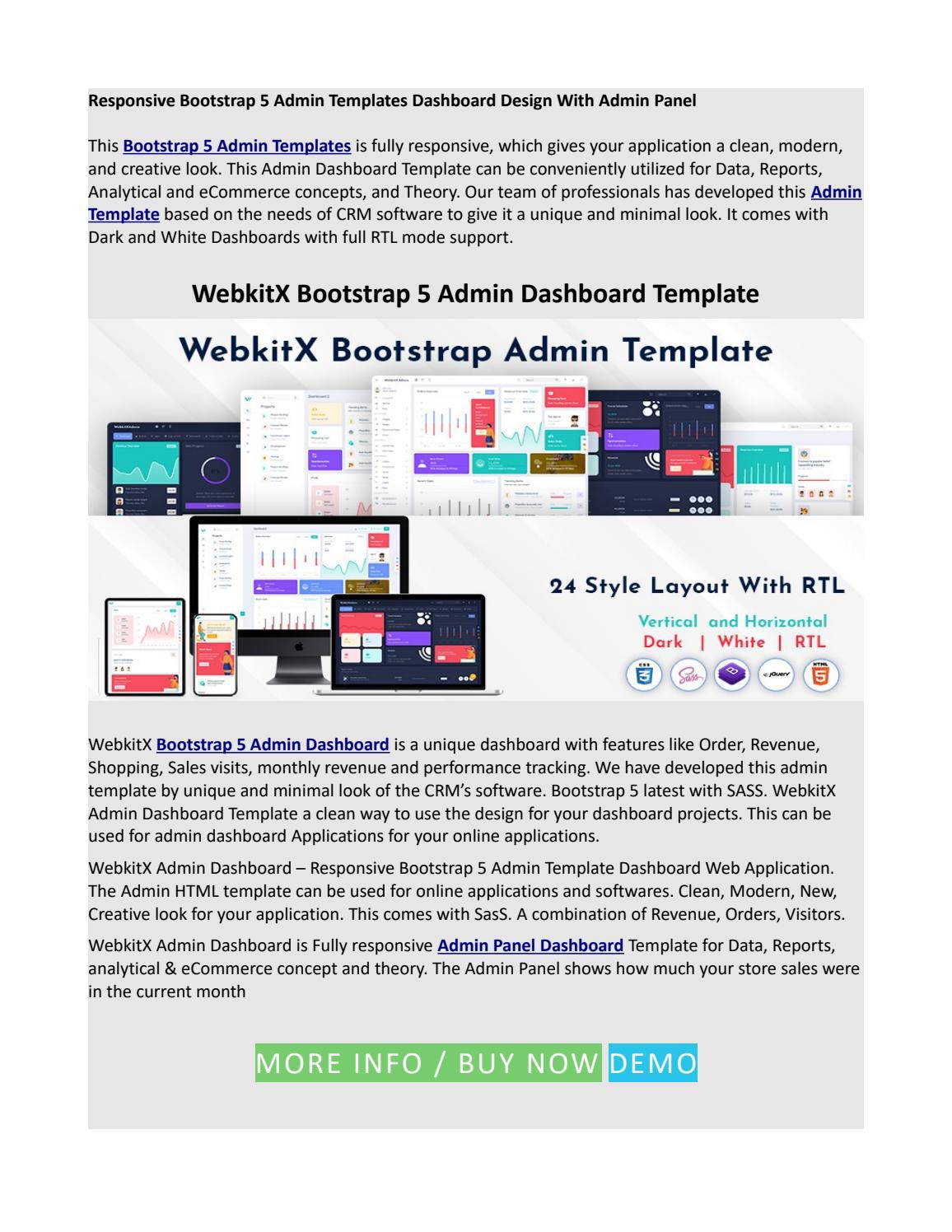 Responsive Bootstrap 5 Admin Templates Dashboard Design With Admin ...