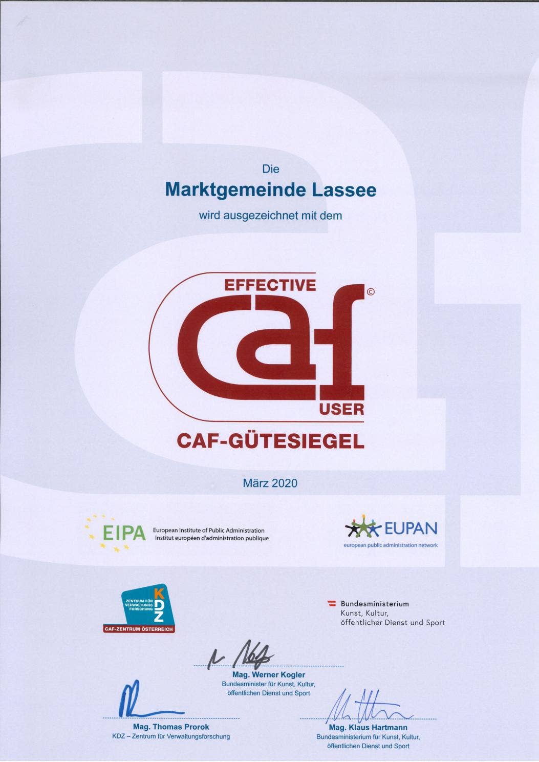 CAF-Gütesiegel - Marktgemeinde Lassee (2020) by kdz_austria - Issuu