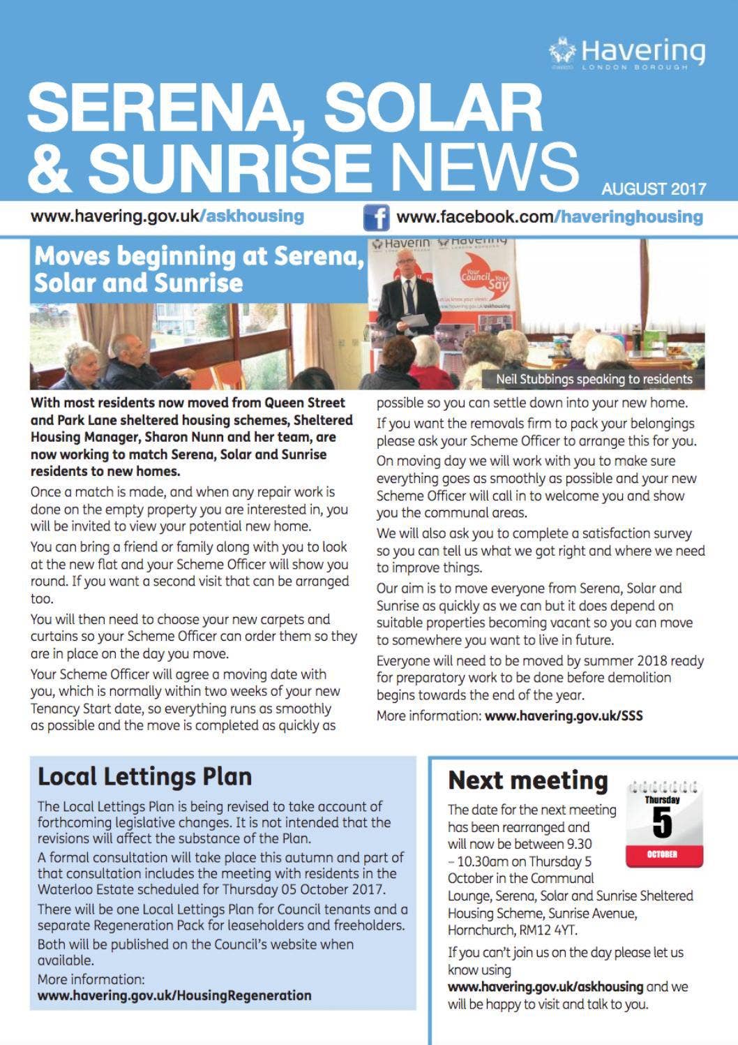 Serena, Solar & Sunrise Courts Update 2017 August by Havering Council ...
