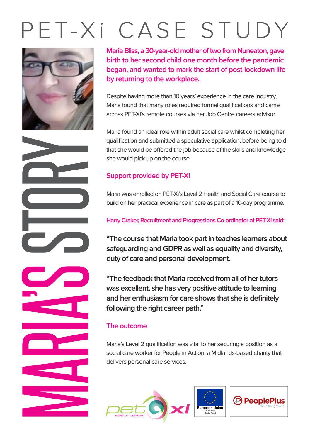 Case Study - Maria’s Story by PET-Xi Training - Issuu