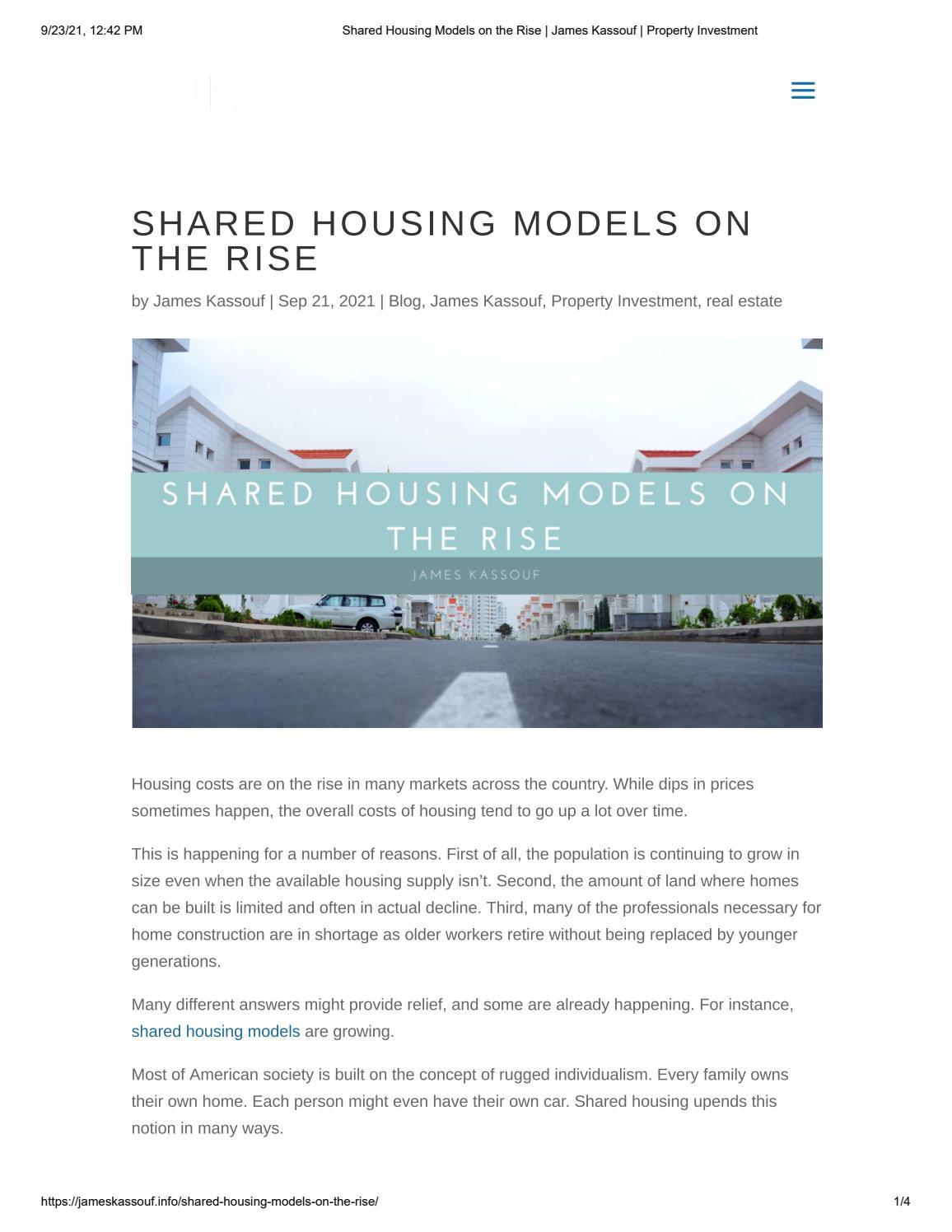 Shared Housing Models On The Rise by JamesKassouf - Issuu