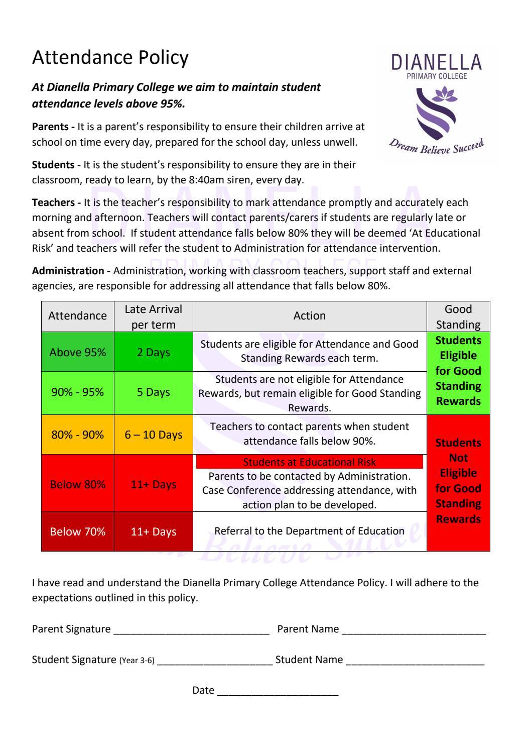 Attendance Policy 2021 by dianellapc - Issuu