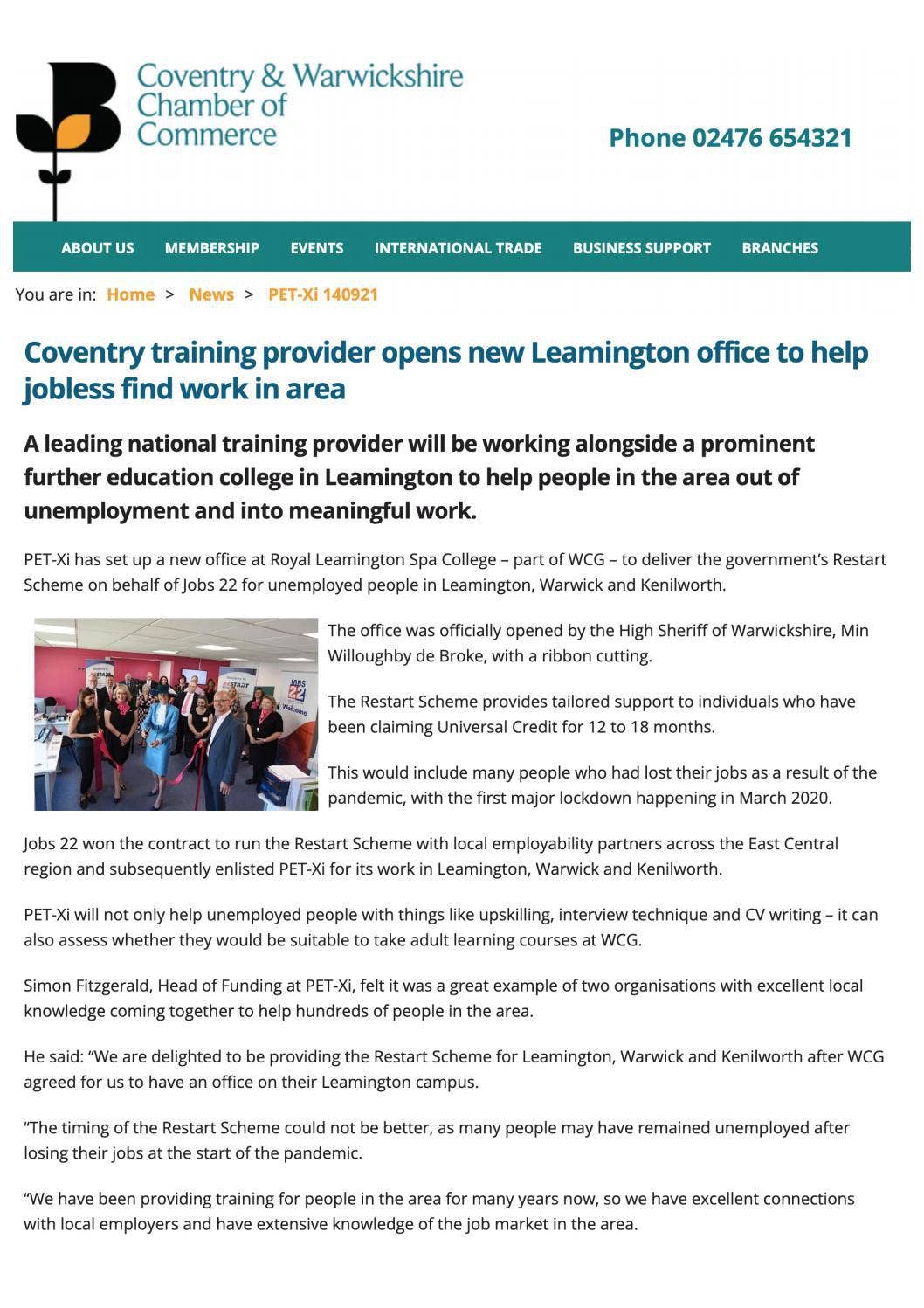 Coventry training provider opens new Leamington office by PET-Xi ...