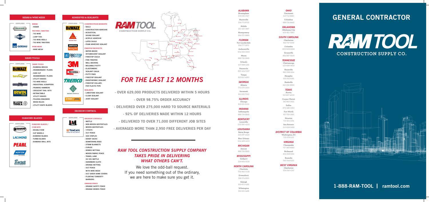 General Contractor Line Card by Ram Tool Construction Supply Co. - Issuu