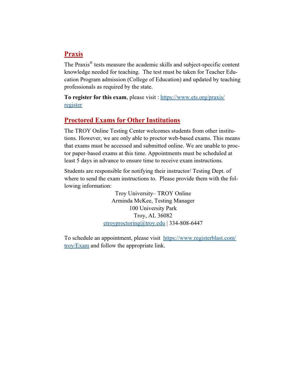 TROY Online Testing Center Brochure by Troy University - Issuu